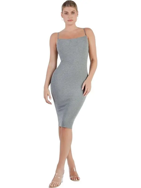 POPILUSH Shapewear Modal Bodycon Dress - Gray Contours