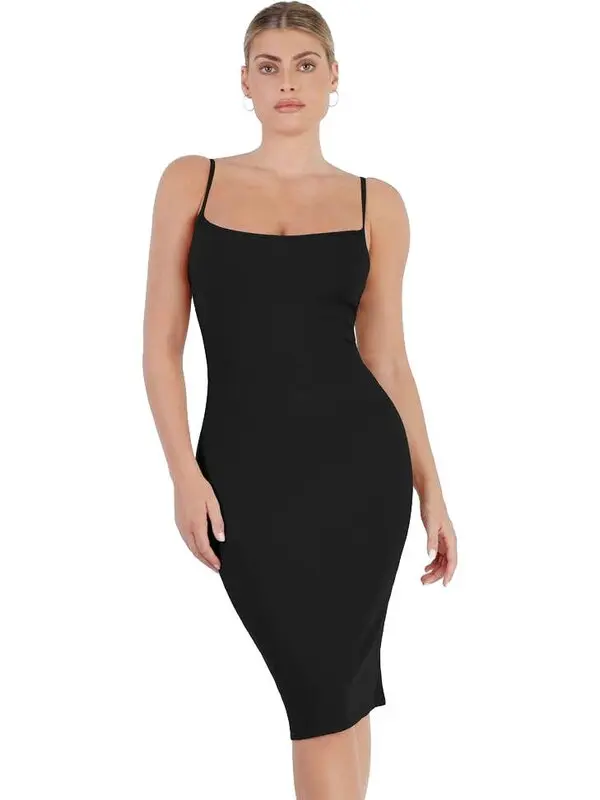 POPILUSH Shapewear Modal Bodycon Dress - Midnight Black