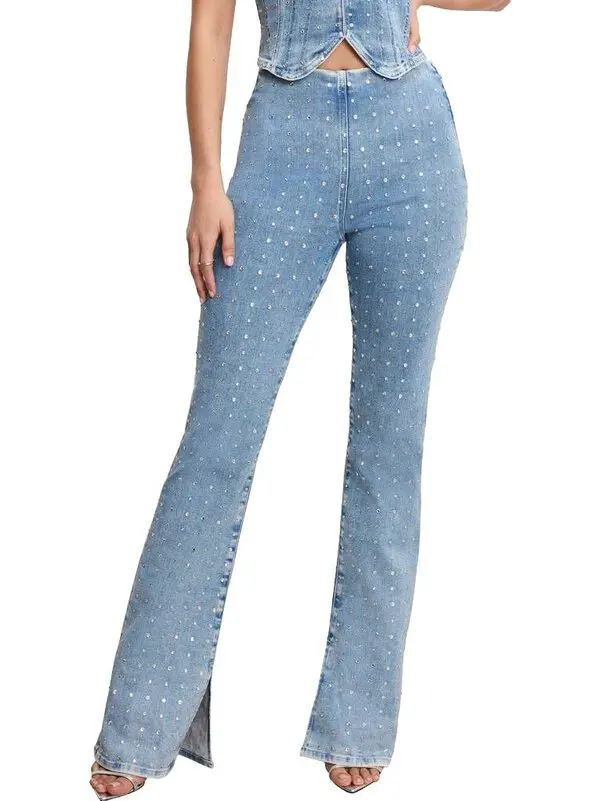 Good American Dolly Crystal Denim Pants - Indigo1023
