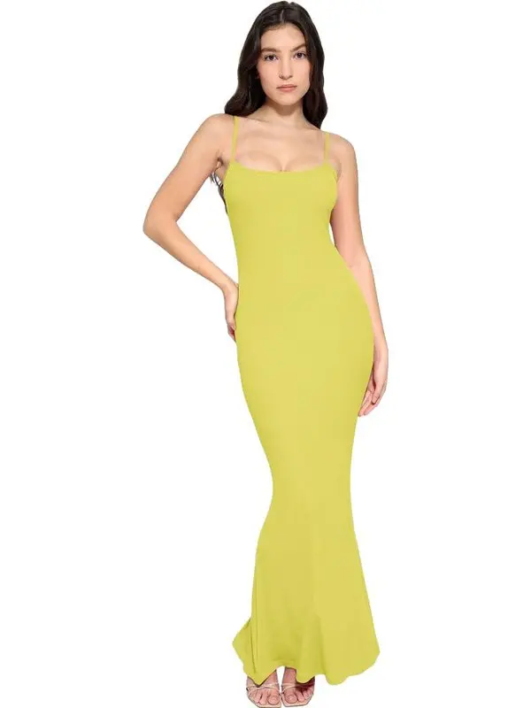 POPILUSH Built-in Shapewear Modal Slip Maxi Dress - Straw
