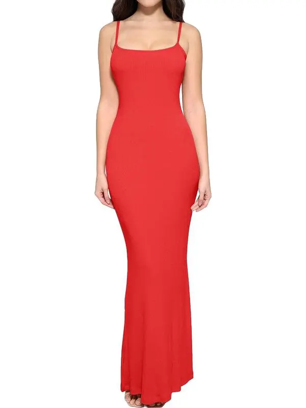 POPILUSH Built-in Shapewear Modal Slip Maxi Dress - Watermelon