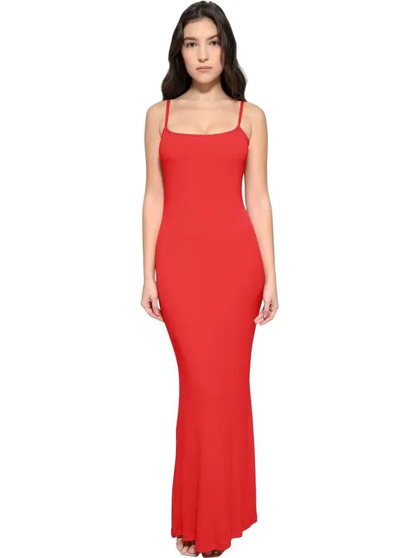 POPILUSH Built-in Shapewear Modal Slip Maxi Dress - Watermelon