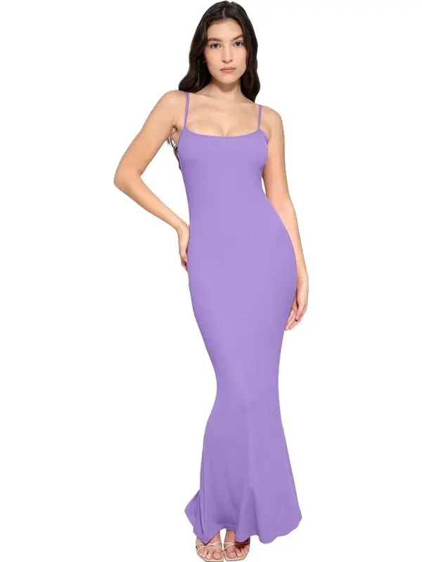POPILUSH Built-in Shapewear Modal Slip Maxi Dress - Wisteria