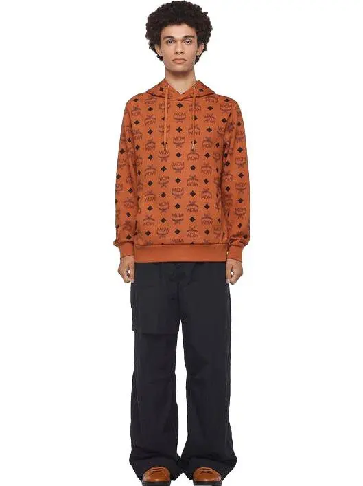Mcm Maxi Monogram Print Hoodie - Cognac