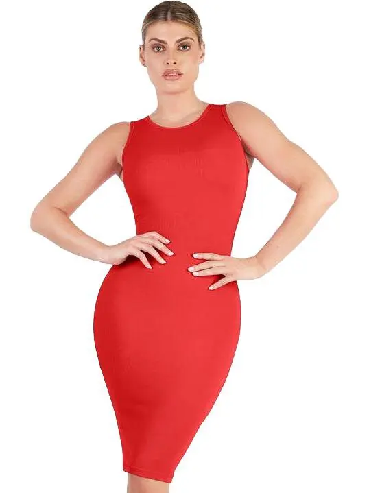 POPILUSH Shapewear Modal Midi Dress - Cherry