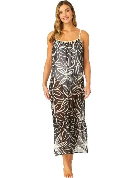ANNE COLE Adjustable Maxi Dress With Seashell Trim - Meteorite