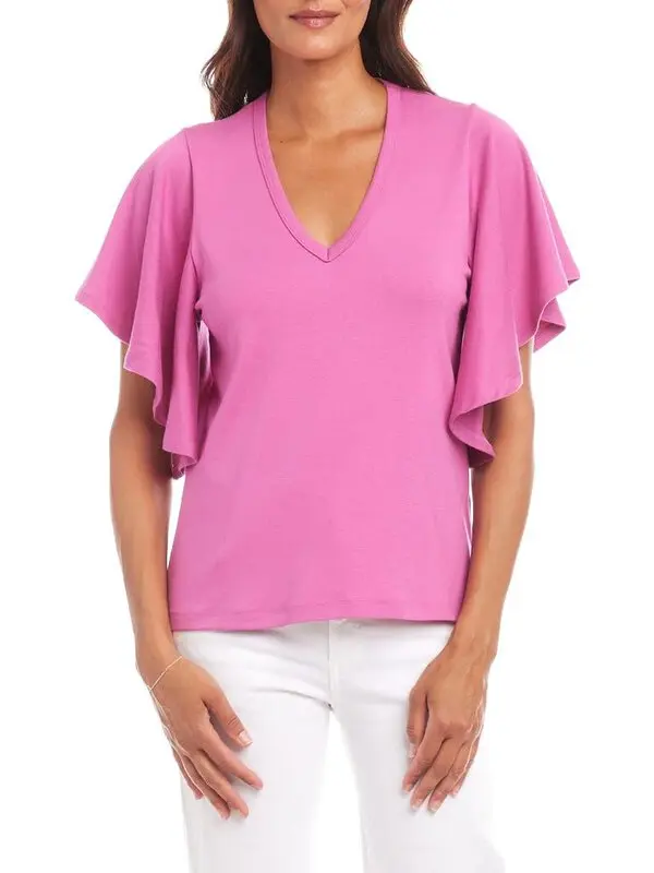 Karen Kane Flutter Sleeve T-shirt - Tulip