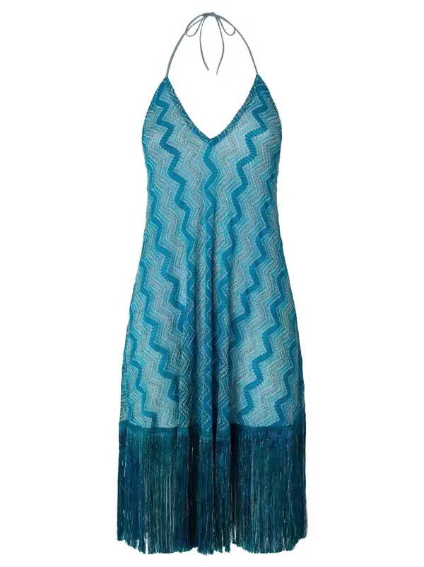 Missoni Zigzag-pattern Midi Dress - Blue