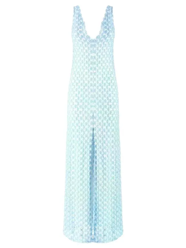 Missoni Crochet-knit Floor-length Dress - Blue