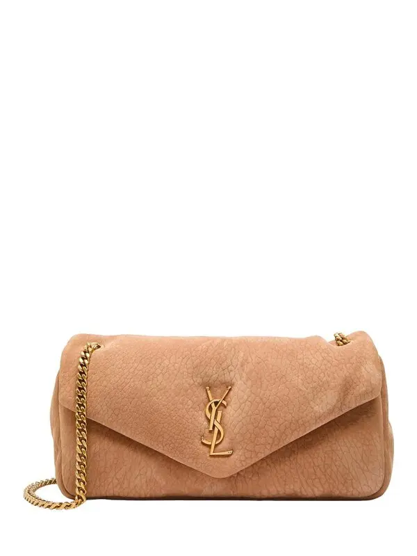 Saint Laurent Calypso Small Padded Suede Shoulder Bag - Caramel