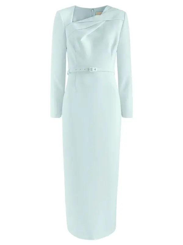 Roland Mouret Belted Crepe Midi Dress - Light Blue
