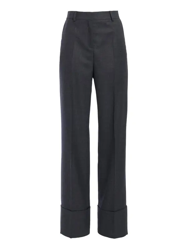 Valentino Garavani Cuffed Virgin-wool Straight-leg Pants - Grey