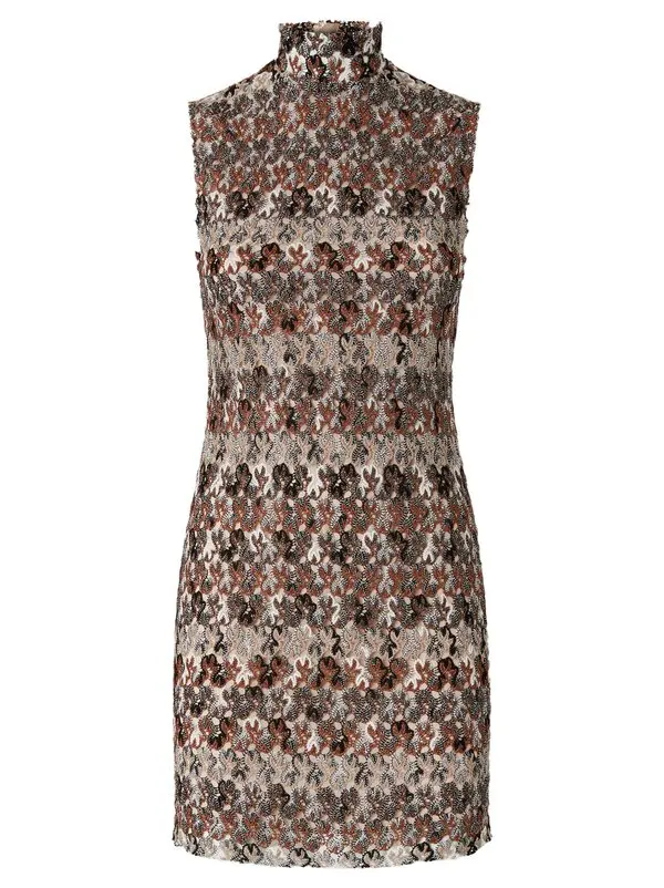 Missoni Lamé Lace Mini Dress - Brown