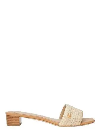 Ralph Lauren Braided Raffia Slide Sandals - Beige