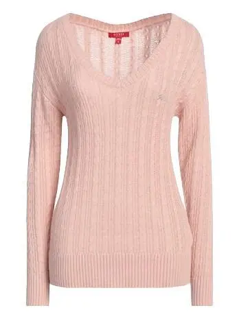 Guess Knitted V-neck Sweater - Pink