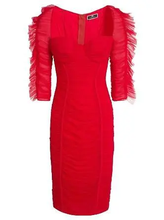 Elisabetta Franchi Midi Bodycon Dress - Red