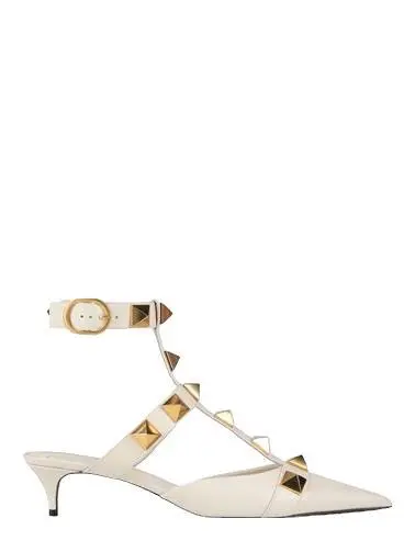 Valentino Garavani Leather Pumps With Appliqués And Studs - Off White