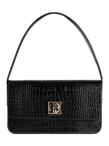 ANINE BING Leather Crocodile-print Flap Bag - Black