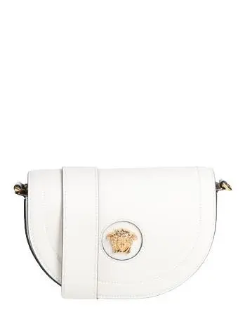 Versace Calfskin Saddle Cross-body Bag - White