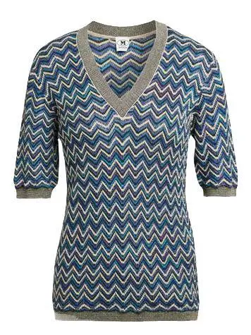 Missoni V-neck Short Sleeve Sweater - Navy