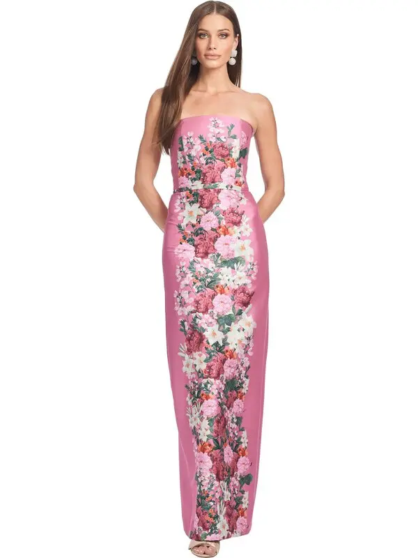 Sachin & Babi Printed Stretch Mikado Sophia Gown - Beyond Blush Raceme