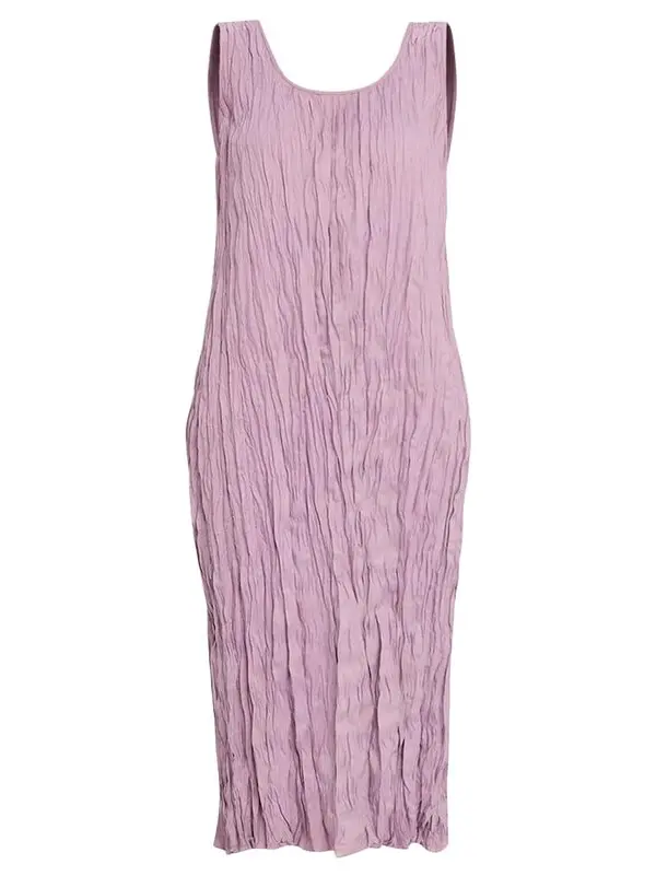 Lafayette 148 New York Sleeveless Crinkled Midi Dress - Lavender Tint Melange