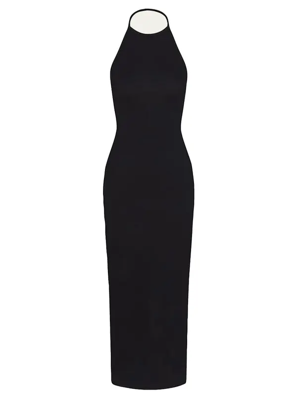Eterne Vivian Halter Maxi Dress - Blk