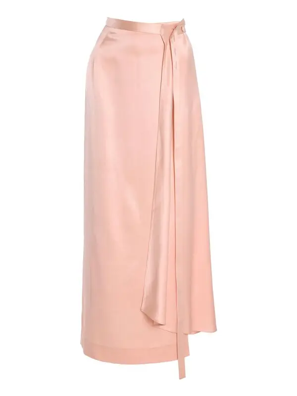 Adam Lippes Bruna Silk Charmeuse Midi Wrap Skirt - Pink