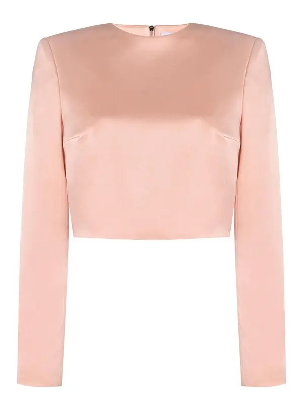 Adam Lippes Keira Silk Charmeuse Crop Top - Pink