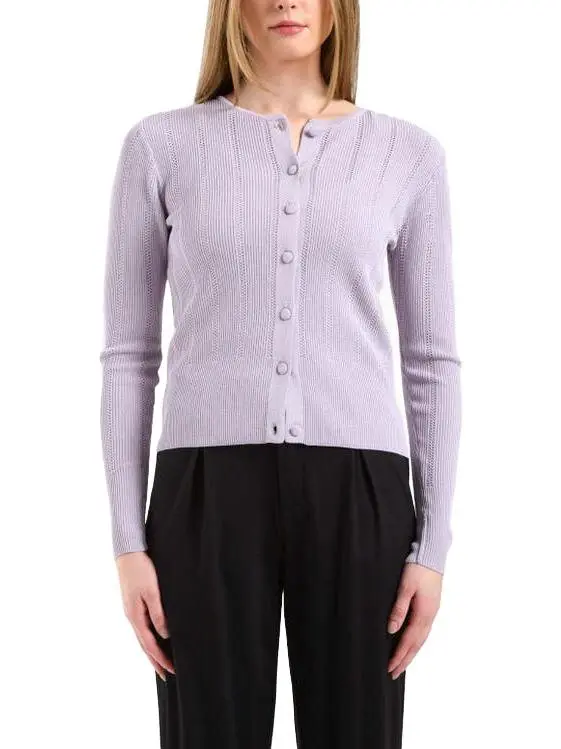 CAPSULE 121 Fitted Cardigan With Ribbed Knit - Dusty Lavender