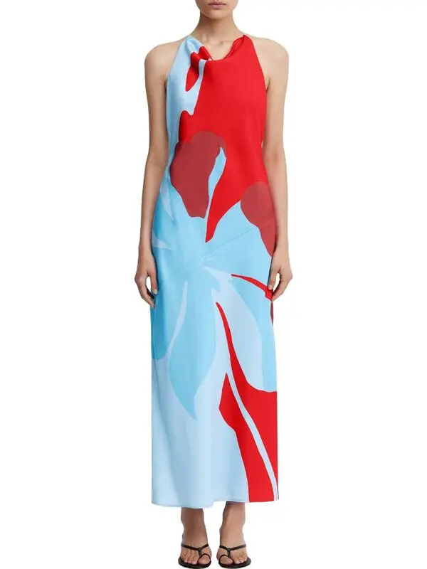 Significant Other Katy Abstract Floral Maxi Dress - Crimson Stencil