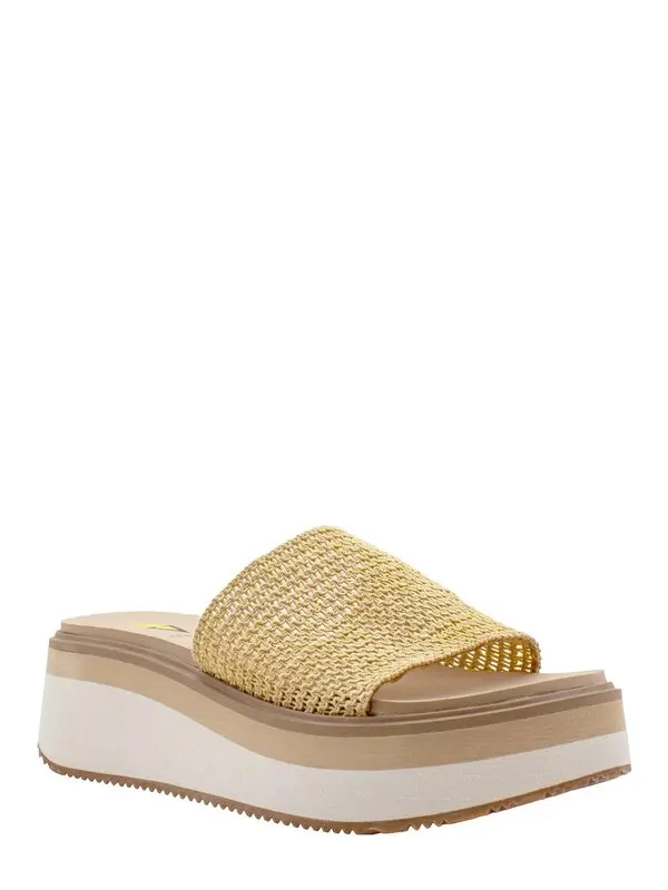VOLATILE Portobello Platform Wedge Sandal - Natural Raffia