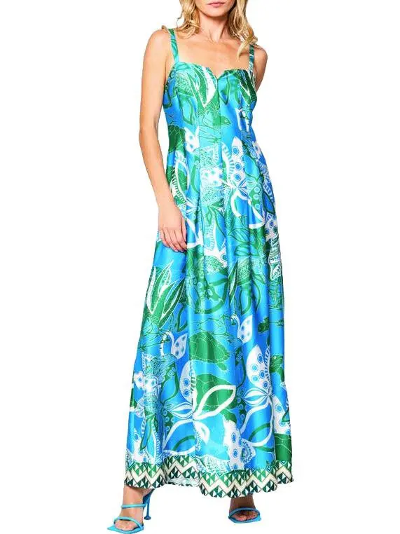CIEBON Carisa Satin Maxi Dress - Blue