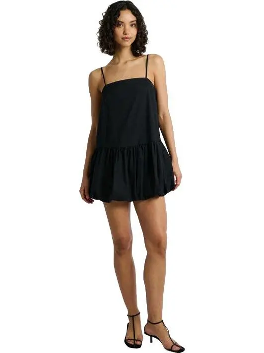 Onia Air Linen Bubble Mini Dress - Black