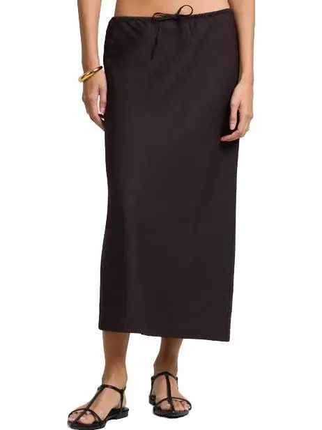 Onia Air Linen Midi Skirt - Espresso