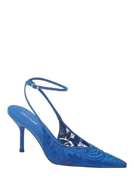 Jeffrey Campbell Exec Ankle Strap Pointed Toe Pump - Bright Blue