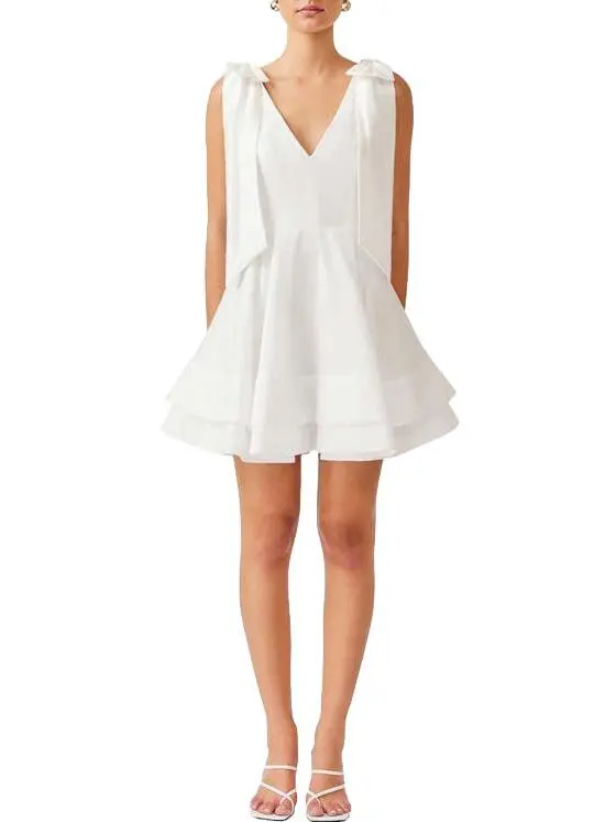 ELLIATT Kalani Bow Shoulder Mini Dress - Ivory