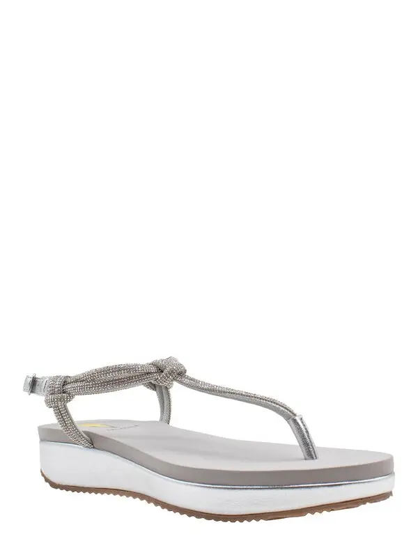 VOLATILE Calypso Rhinestone T-strap Sandals - Silver