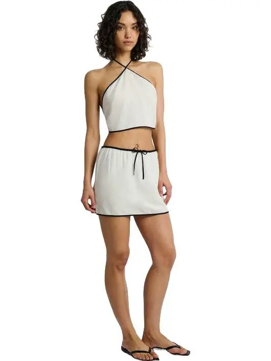 Onia Air Linen Mini Skirt - Egret/black