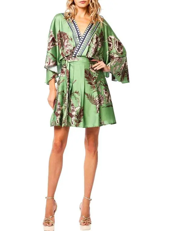 CIEBON Avaele Belted Wrap Dress - Green