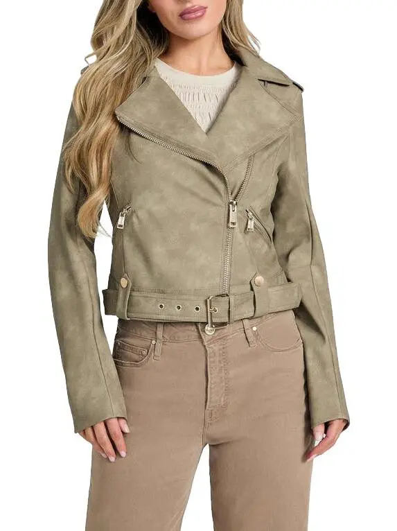 Guess Concetta Moto Jacket - Sage Leaf