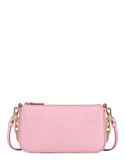 Mcm Aren Chain Crossbody Bag In Maxi Monogram Leather - Lotus Pink