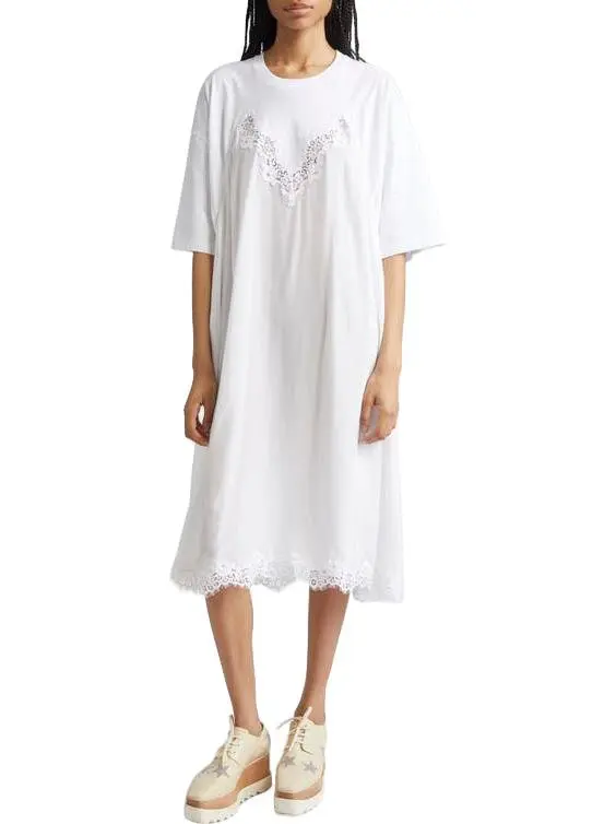 Stella McCartney Lace Trim T-shirt Dress - Pure White