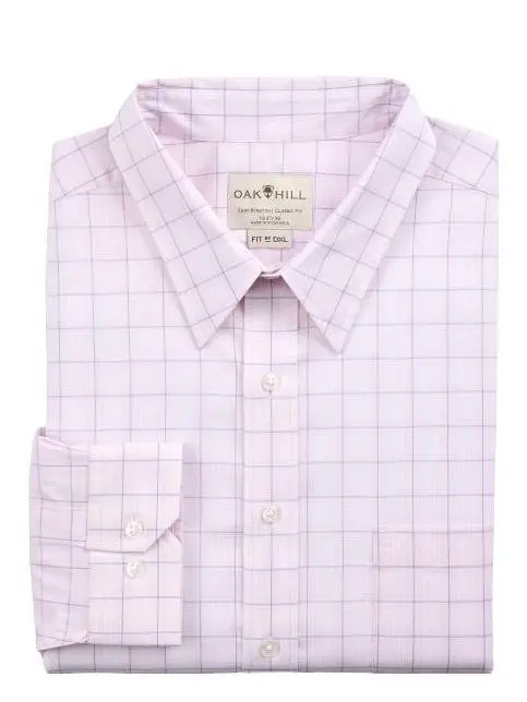 OAK HILL BY DXL Big & Tall Plaid Dress Shirt - Pink