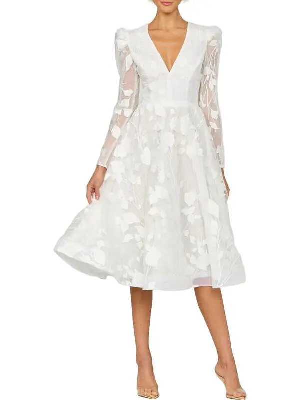HELSI Parker Embroidered Long Sleeve Dress - Off White