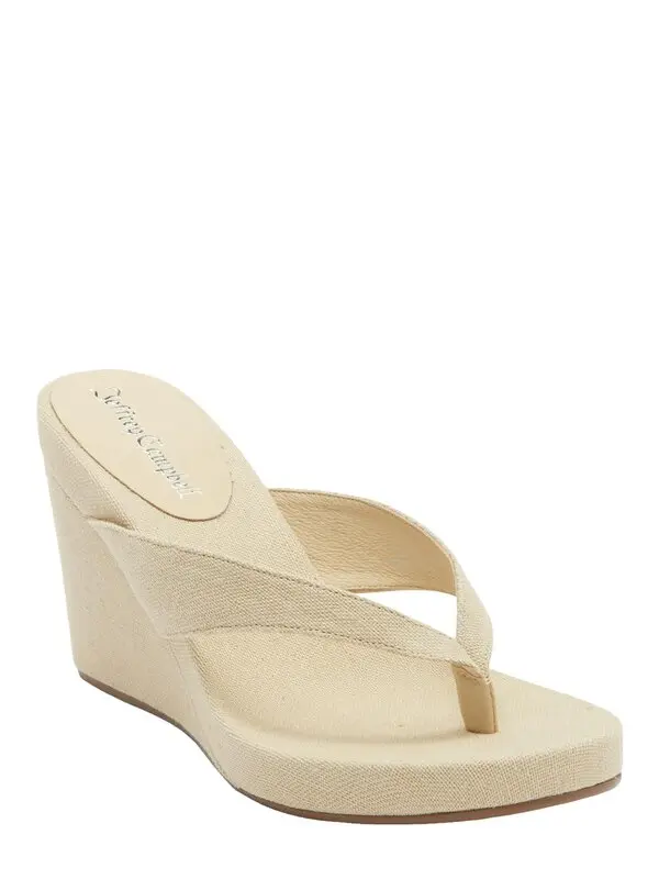 Jeffrey Campbell Liezel Platform Wedge Flip Flop - Beige Canvas