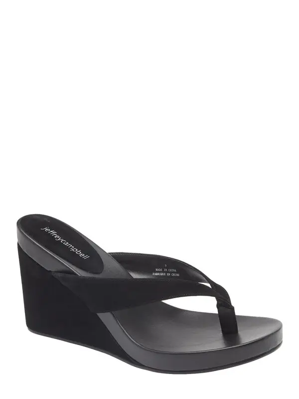 Jeffrey Campbell Liezel Platform Wedge Flip Flop - Black Suede Combo