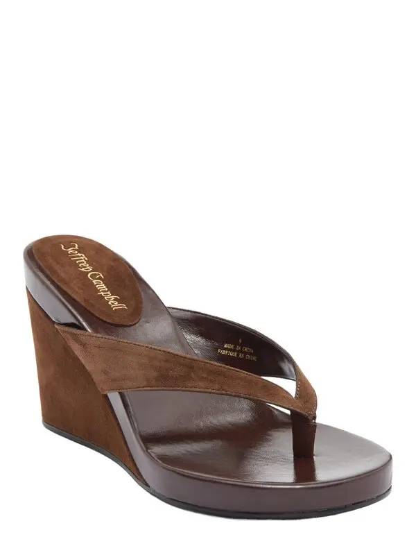 Jeffrey Campbell Liezel Platform Wedge Flip Flop - Brown Suede Combo