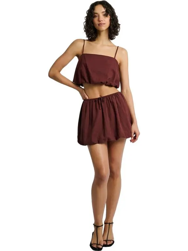 Onia Air Linen Bubble Mini Skirt - Rum