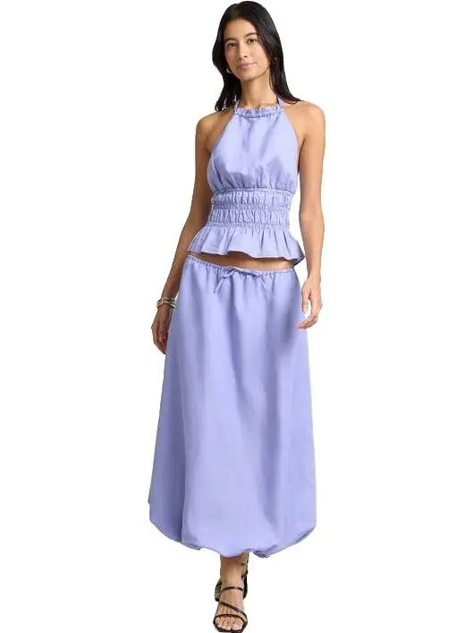Onia Air Linen Smocked Halter Top - Periwinkle